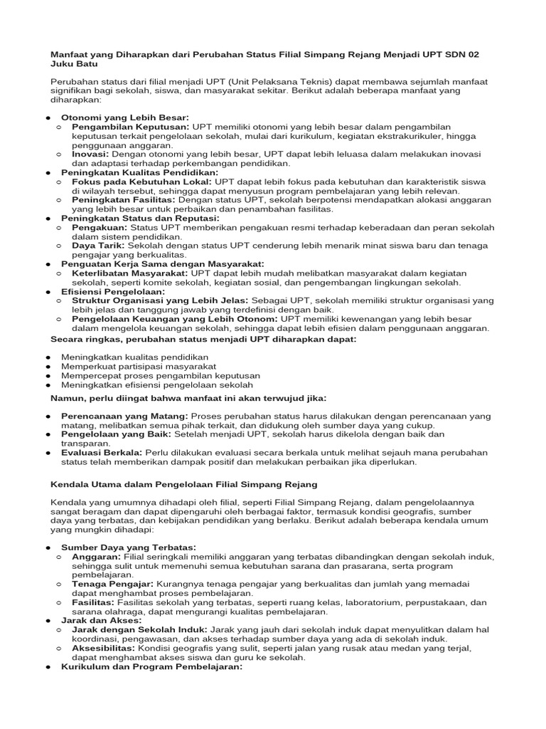 Apa Manfaat Yang Diharapkan Dari Perubahan Status... | PDF