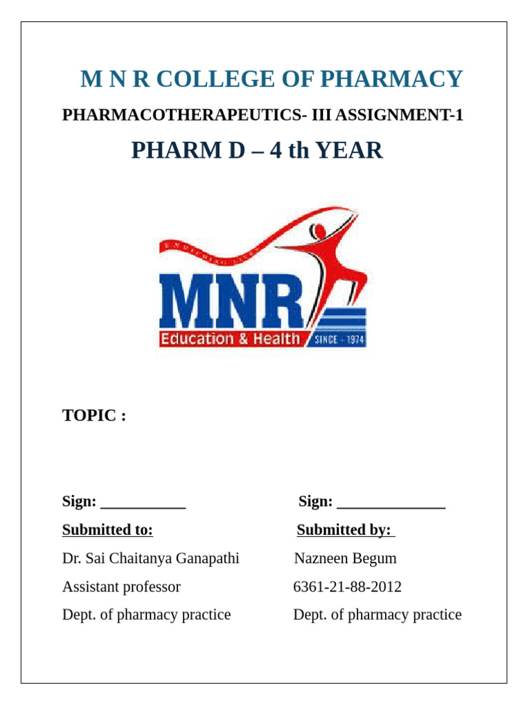 Therapy Assignment Front Page | PDF