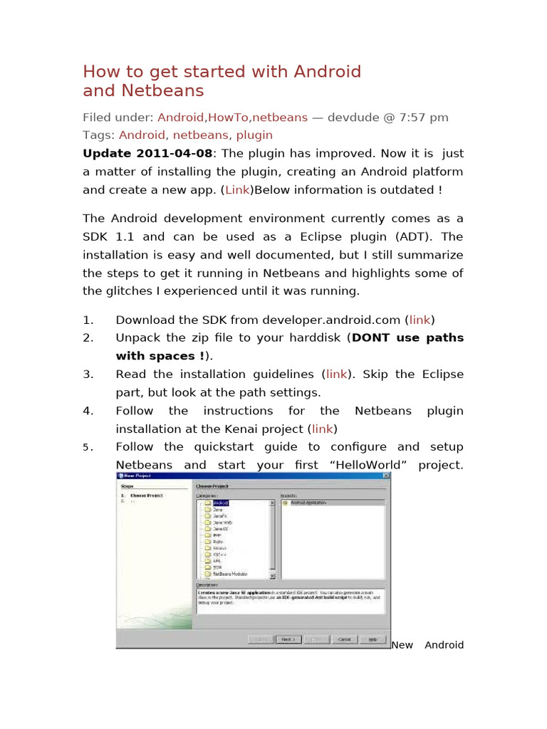 How to get started with Android and Netbeans | PDF | Android (Operating System) | Integrated ...