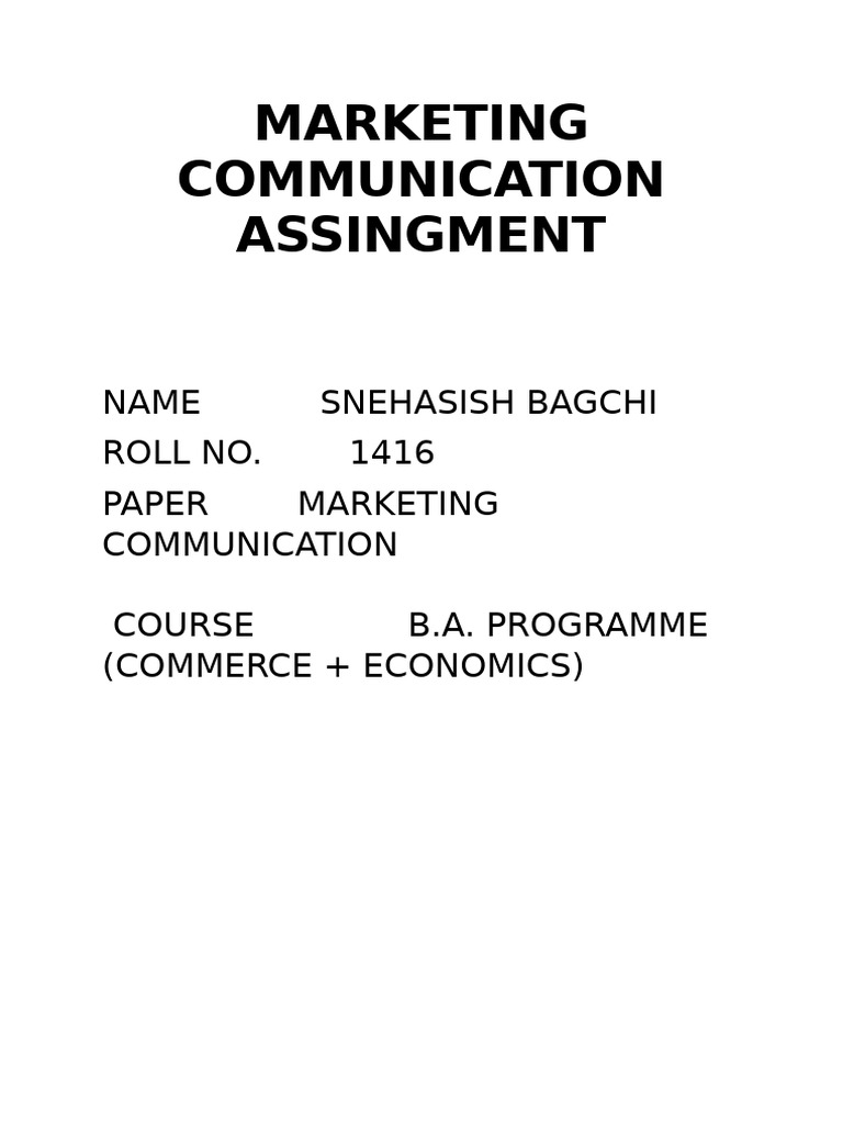 Marketing Communication Assingment | PDF