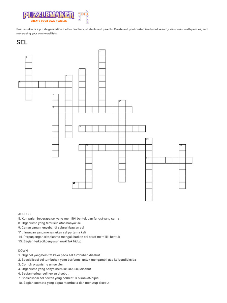 Puzzle Sel Kelas 8 | PDF
