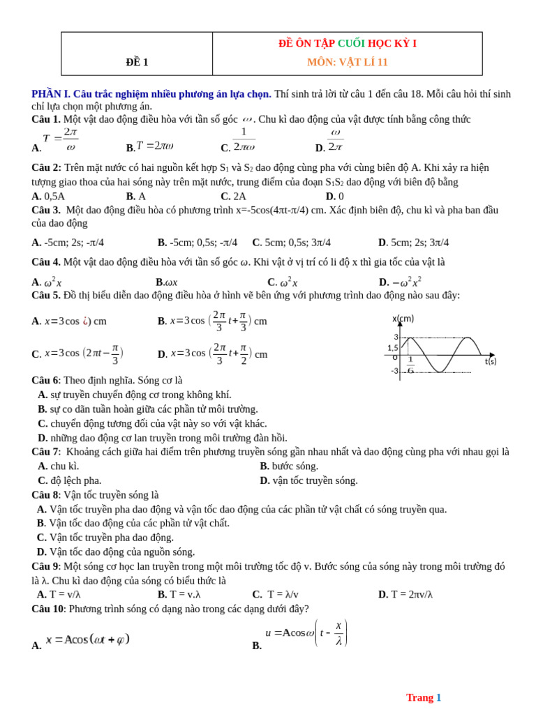 Lí 11 Bo de on Tap Cuoi HK1 Vat Li 11 CTST 24 25 | PDF
