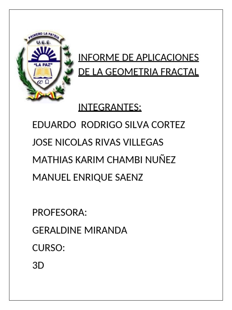 Informe de Aplicaciones de Geometria Fractal 2 | PDF | Fractal | Geometría