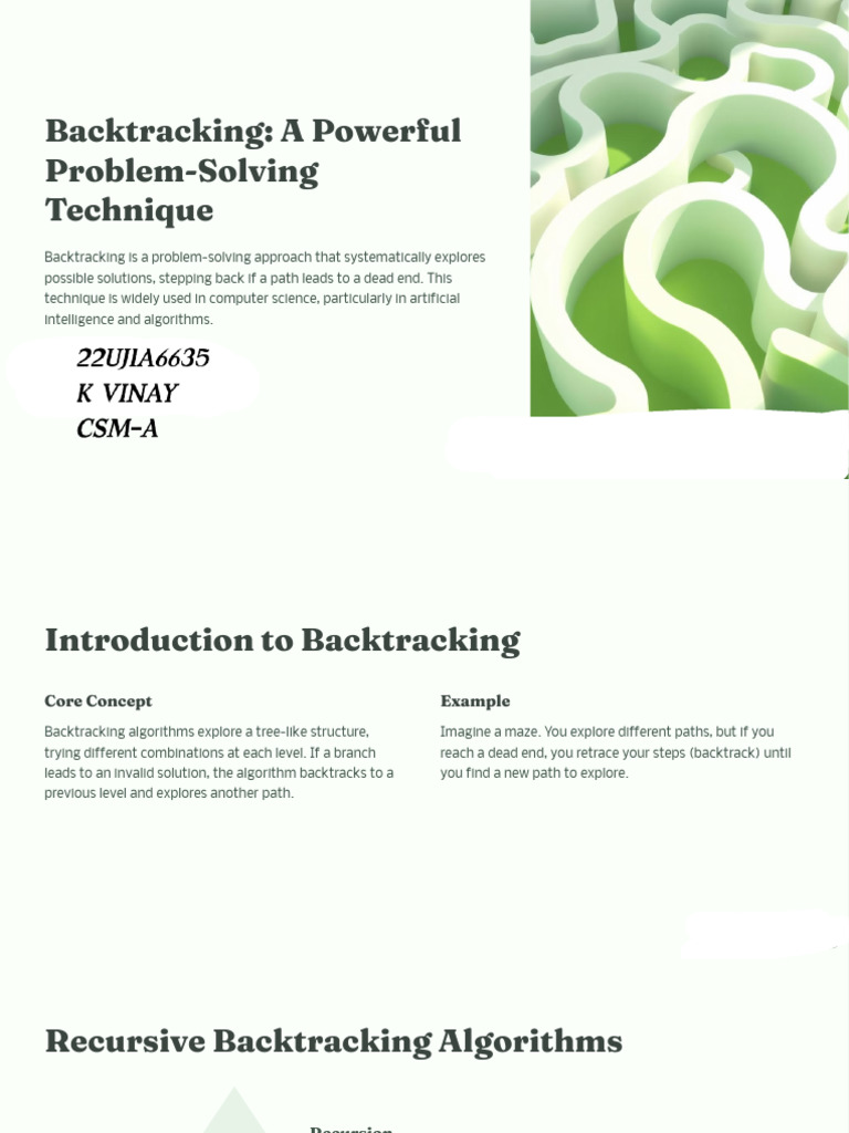 Backtracking: AI & Algorithm Solutions | PDF | Computing | Mathematical ...