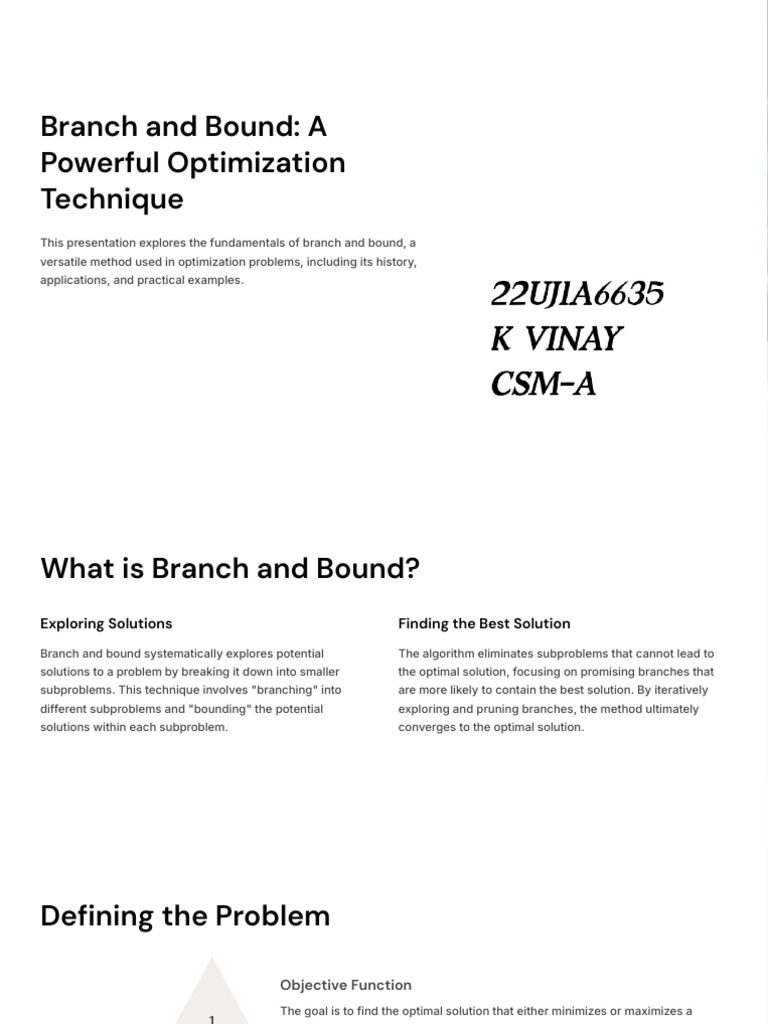Branch and Bound a Powerful Optimization Technique | PDF | Mathematical ... Branch and Bound a Powerful Optimization Technique | PDF | Mathematical ...