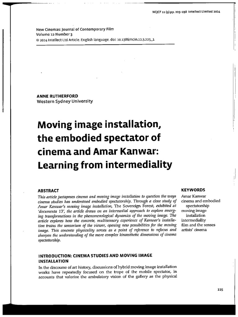 Moving Image Installation The Embodied | PDF