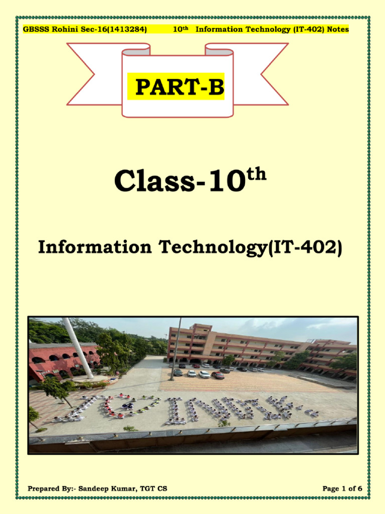 Class 10th - Part B (IT) - Database Management System - Unit 3 | PDF