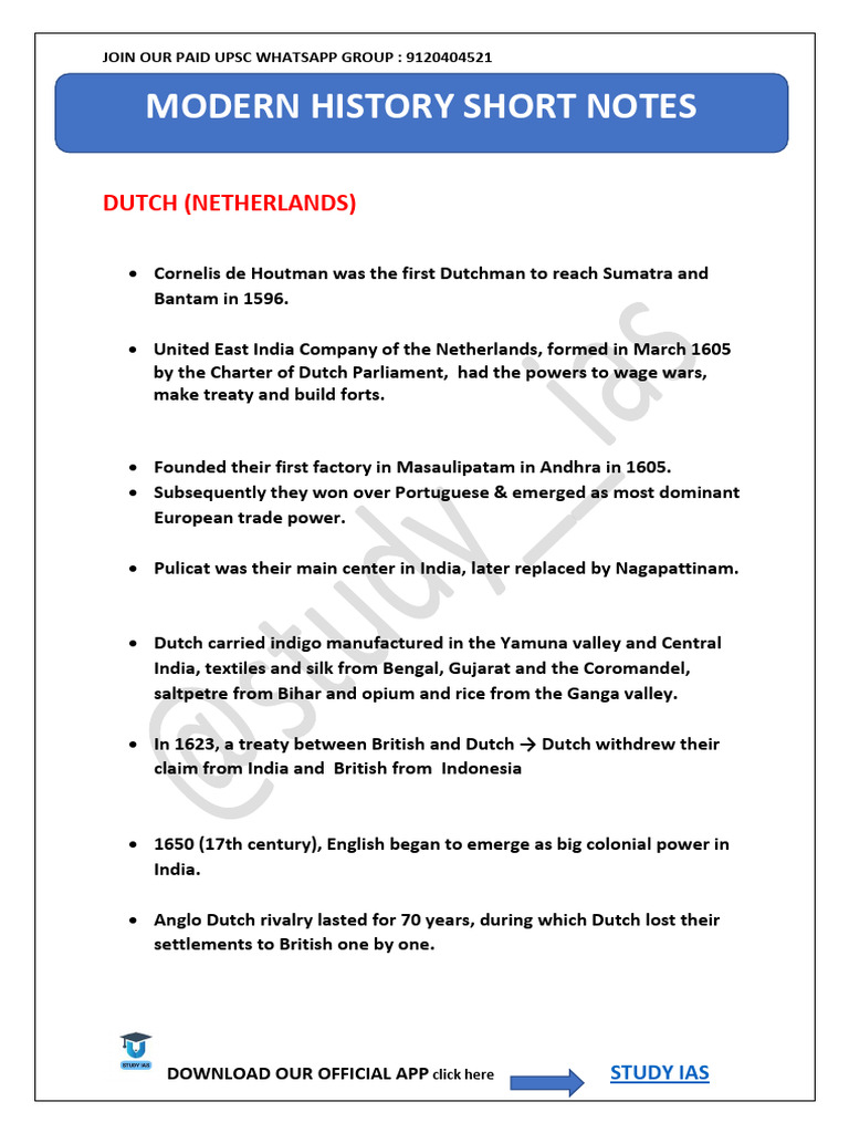 Modern History Short Notes | PDF