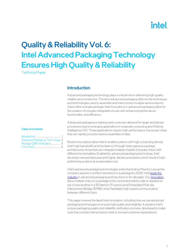 Volume 6 Intel Advanced Packaging Technology | PDF | Integrated Circuit | Reliability Engineering