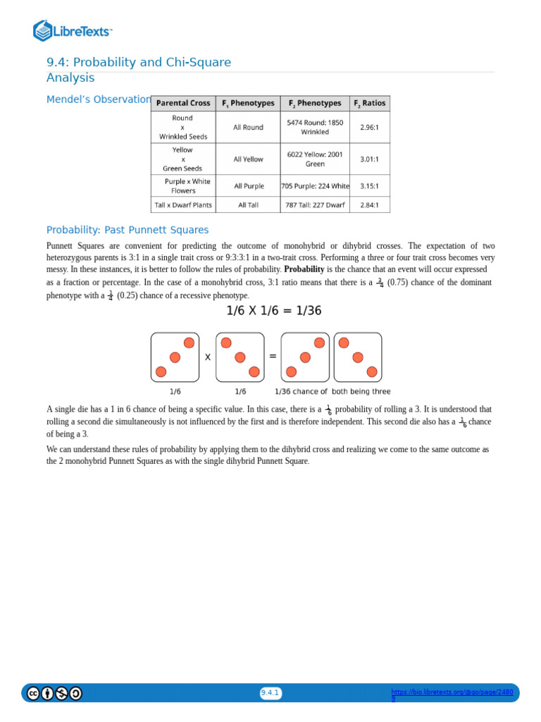 9 04 Probability And Chi Square Analysis Pdf Genetics