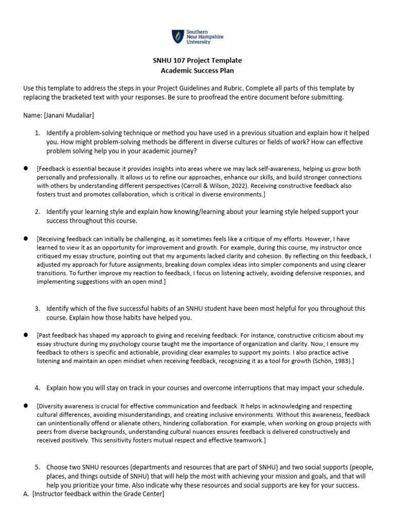 SNHU 107 Project Template | PDF | Goal | Motivation