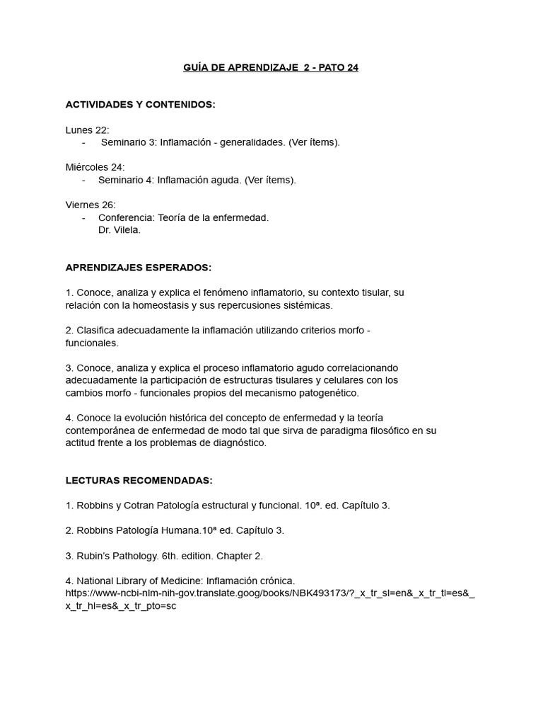 Guía 2 - Pato 24 | PDF | Inflamación | Causas de la muerte