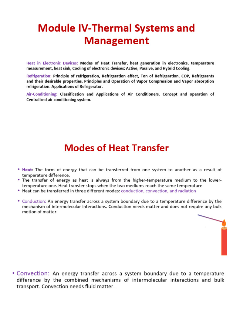 Module IV - Thermal Systems and Management | PDF | Heat Transfer | Air Conditioning