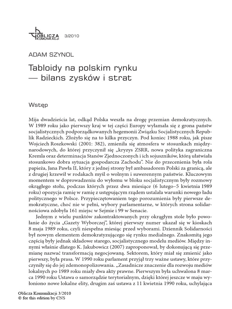 Tabloidy+na+polskim+rynku+—+bilans+zysków+i+strat | PDF