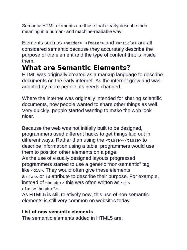 Html Semantics | PDF | Html Element | Html
