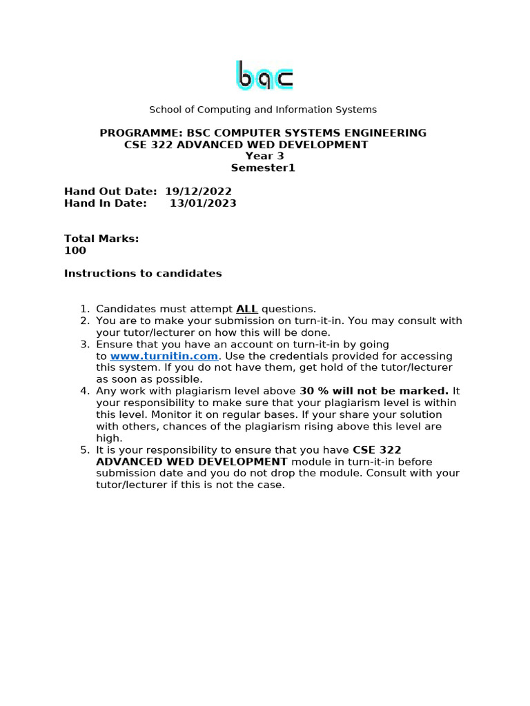 AWD Sup Assignment 2022 | PDF | Software Engineering | Software Development