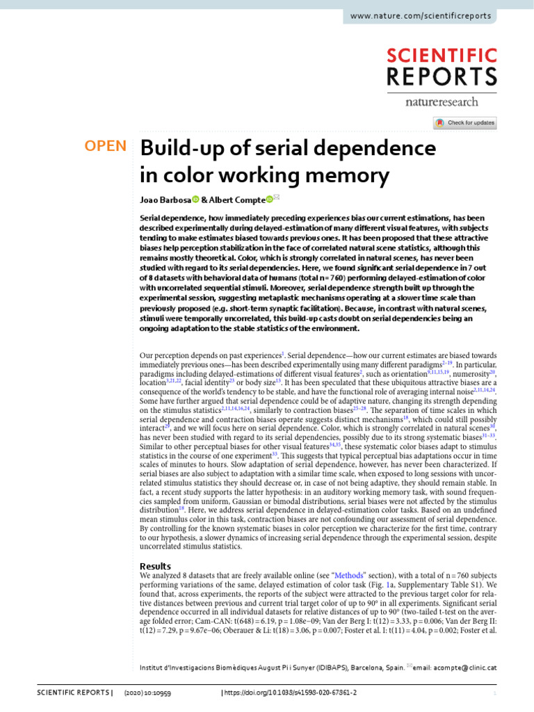 s41598-020-67861-2 | PDF | Working Memory | Memory