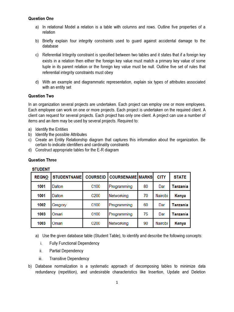 Study Questions - Database Concepts | PDF | Databases | Data Model