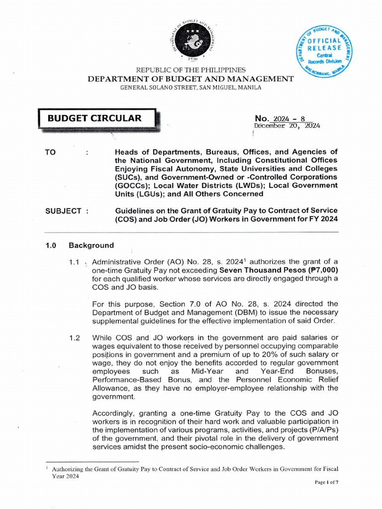 Gratuity Pay Guidelines for 2024 | PDF | Salary | Gratuity