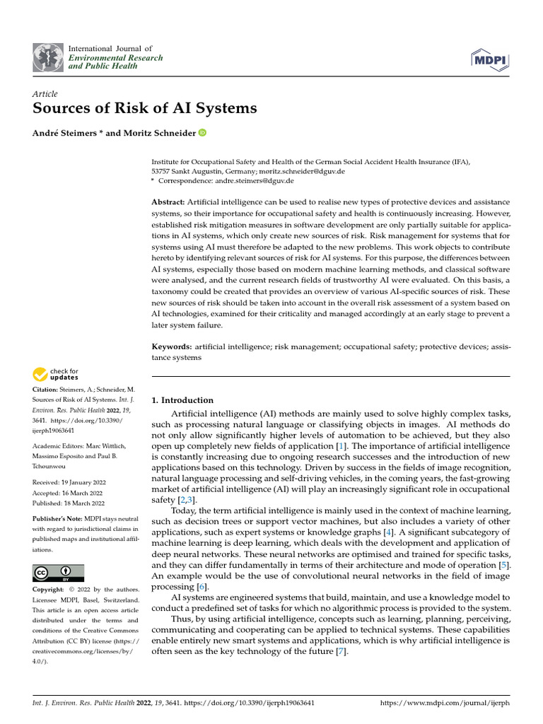 Sources of Risk of Ai Systems | PDF | Risk | Risk Management