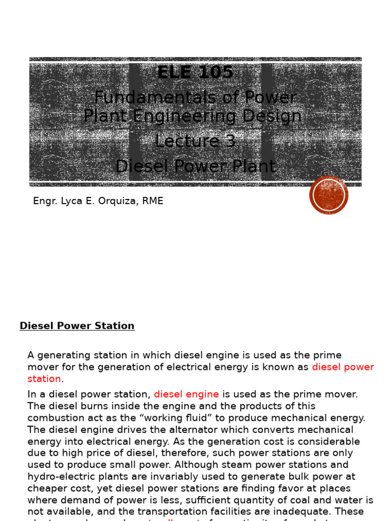 Diesel Power Plant Engineering Overview | PDF | Engines | Power Station