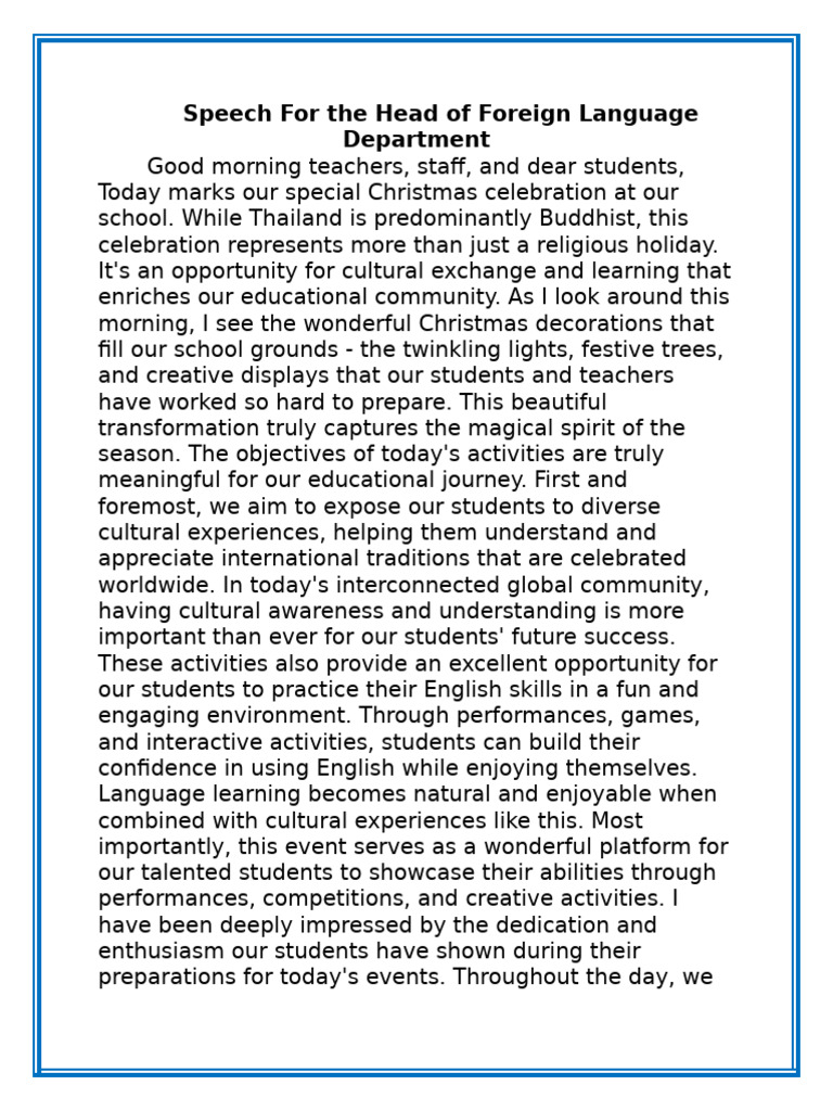 Christmas Celebration Speech Overview | PDF | Christmas