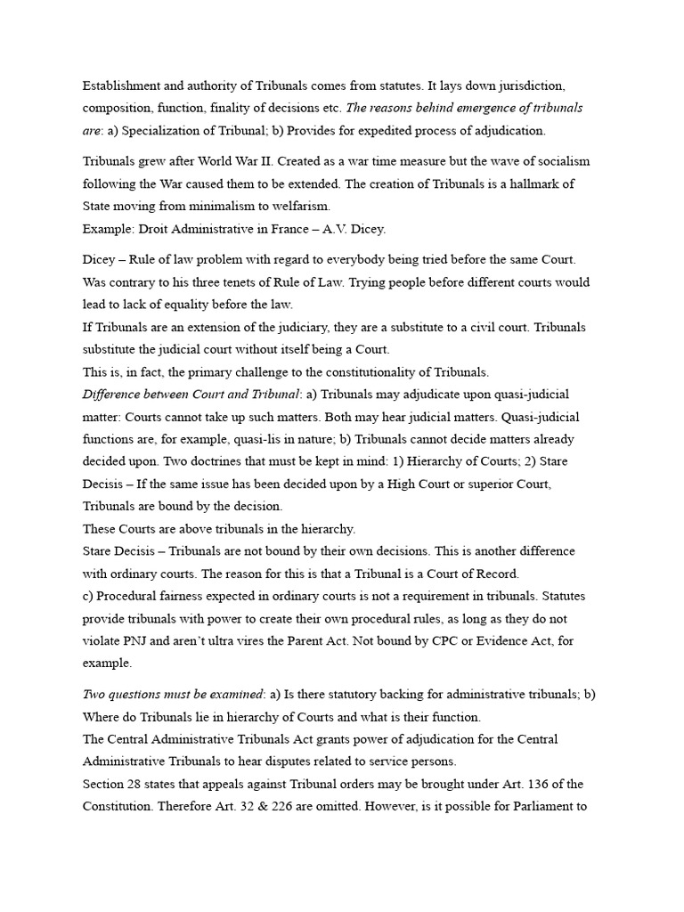Understanding the Role of Tribunals in Law | PDF | Tribunal | Judiciaries