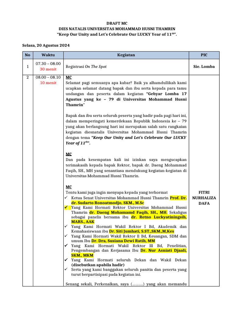 DRAFT MC 17 Agustus | PDF