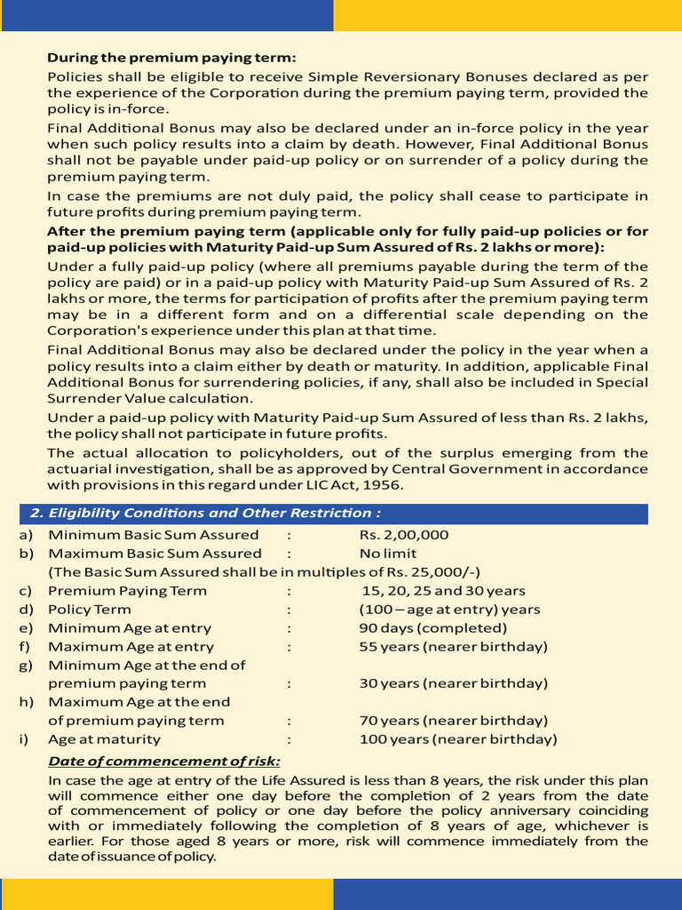 LIC Jeevan Umang Brochure 9 Inch X 8 Inch Eng (2021) 3 | PDF | Money | Insurance