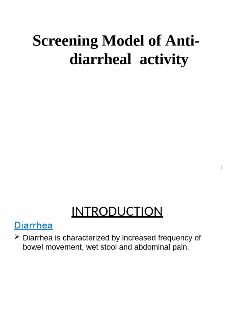 Screening of Antidiarrheal Activity | PDF | Diarrhea | Clinical Medicine