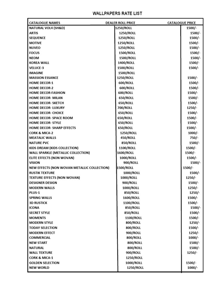 Wallpaper Price Catalogue 2023 | PDF | Architectural Elements ...
