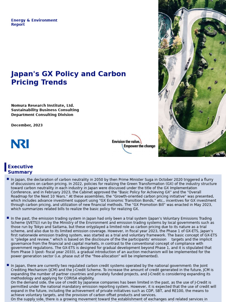 Japan Carbon Policy and Pricing Trends | PDF | Emissions Trading ...