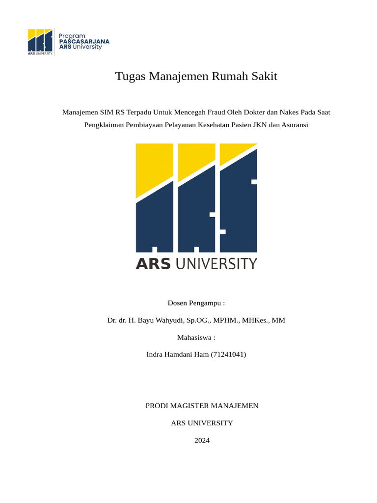 Tugas UAS Manajemen Rumah Sakit | PDF