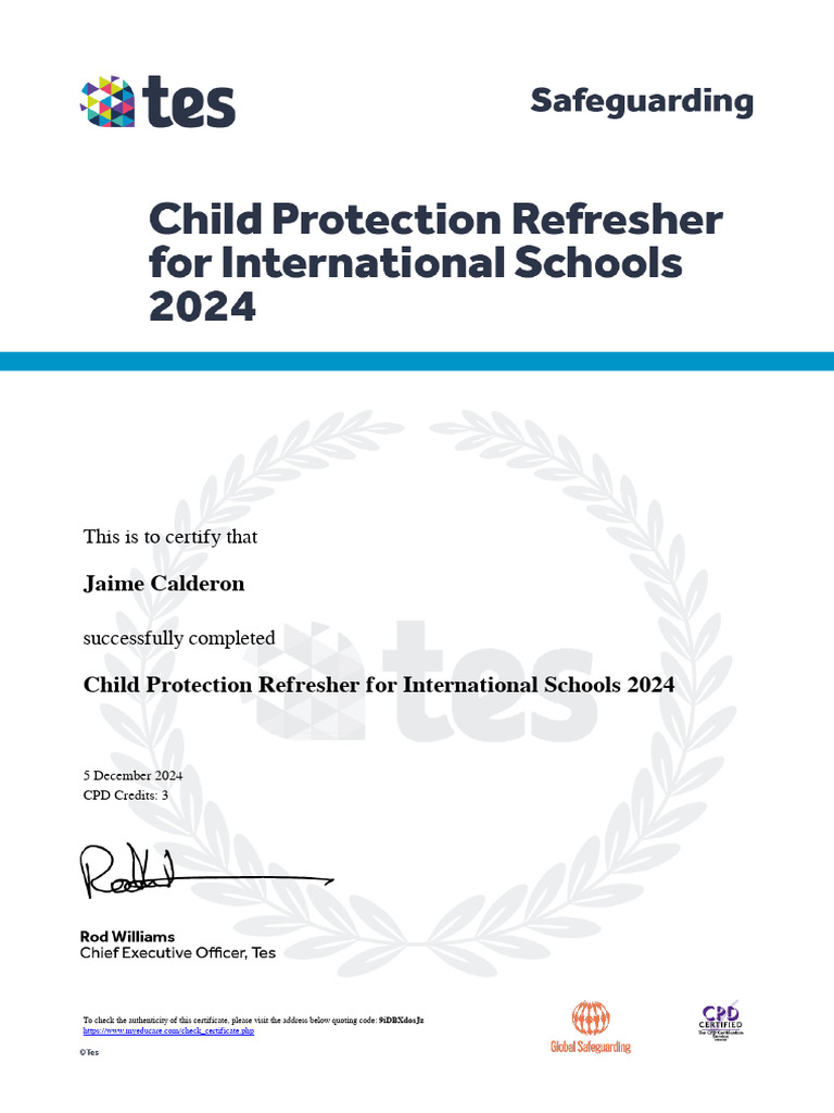 Child Protection Refresher For International Schools 2024 - Download | PDF