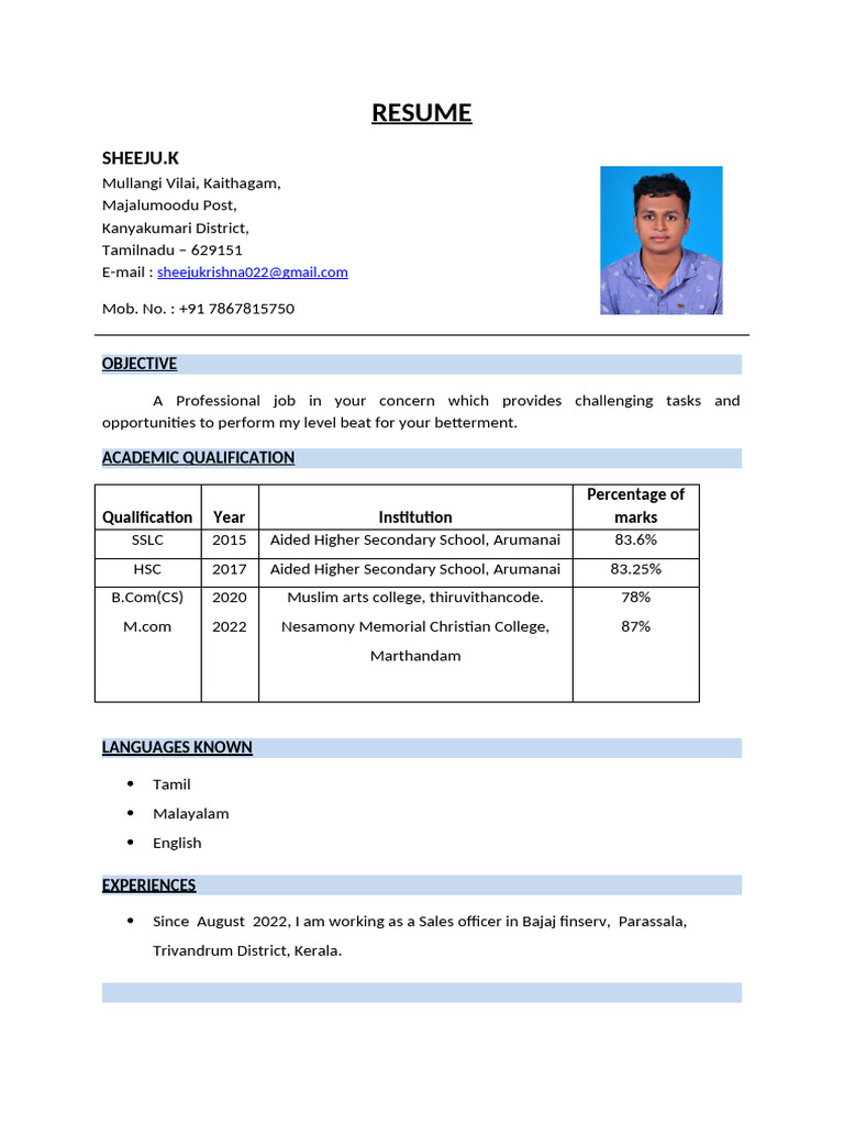 Resume-Sheeju K | PDF