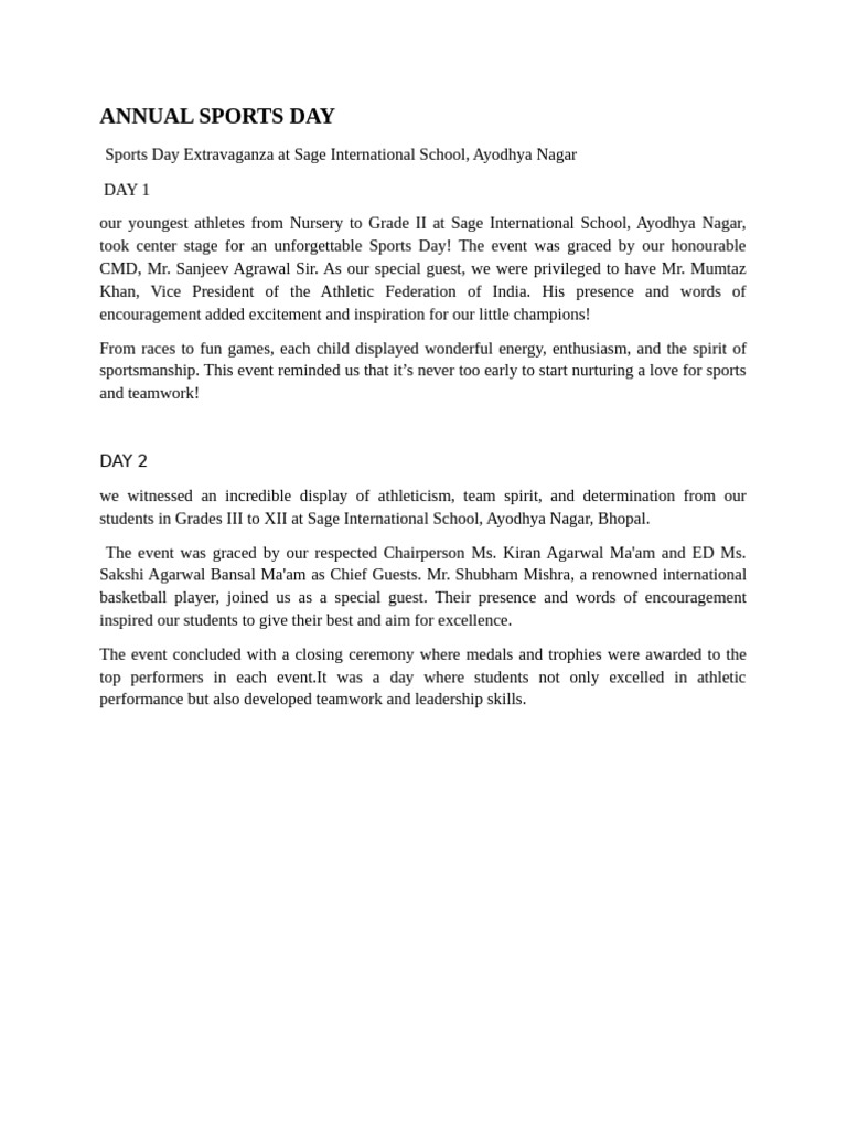 Annual Sports Day | PDF