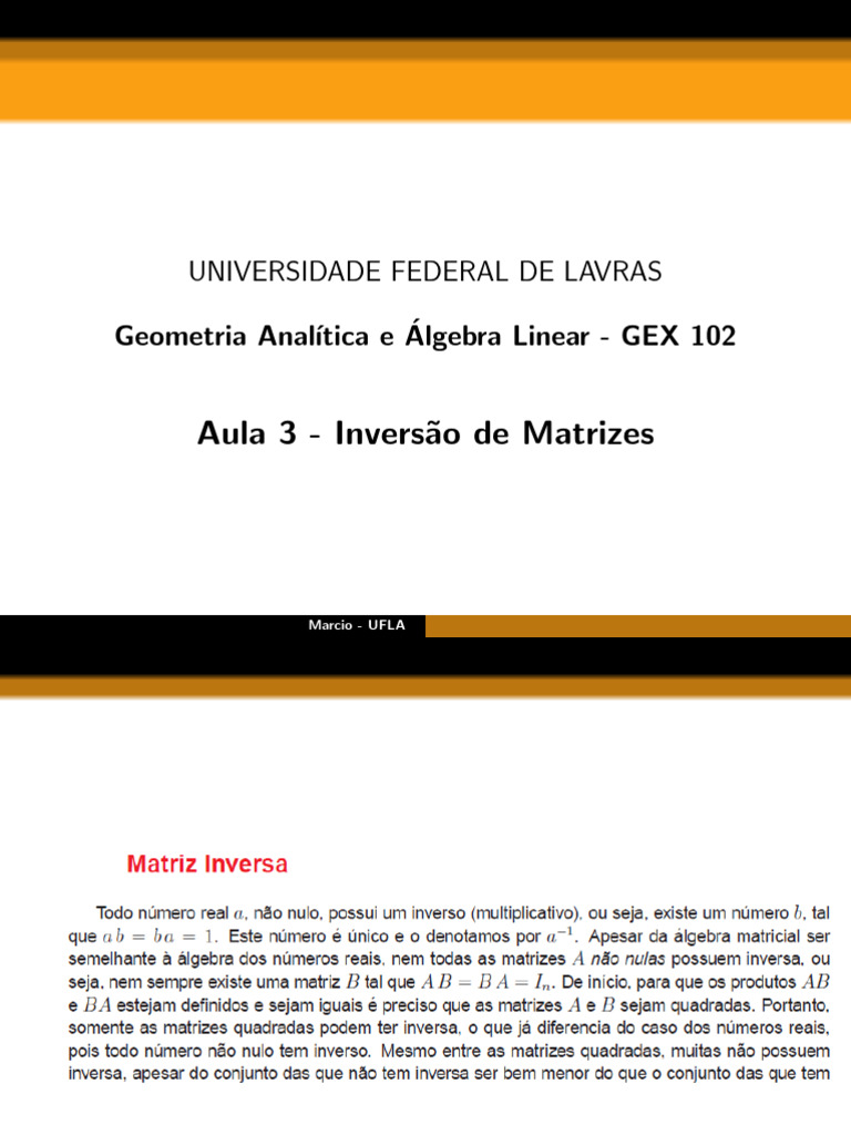 Aula 3 - Invers%C3%A3o de Matrizes | PDF
