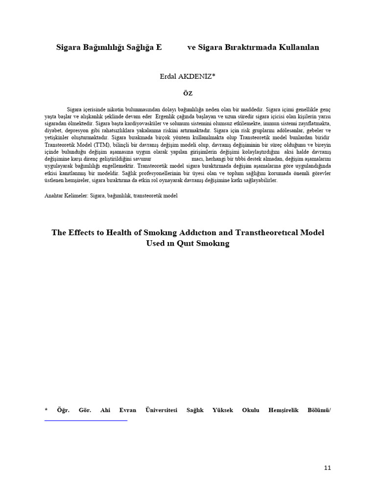 Sigara Ba - ML - L - Sa - L - A Etkileri Ve Sigara B - Rakt - Rmada ...