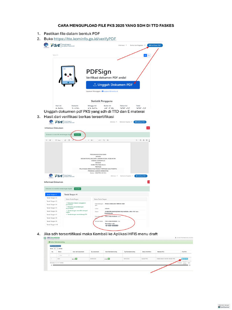 CARA MENGUPLOAD FILE PKS 2025 YANG SDH DI TTD FASKES-PSRe Dan HFIS | PDF