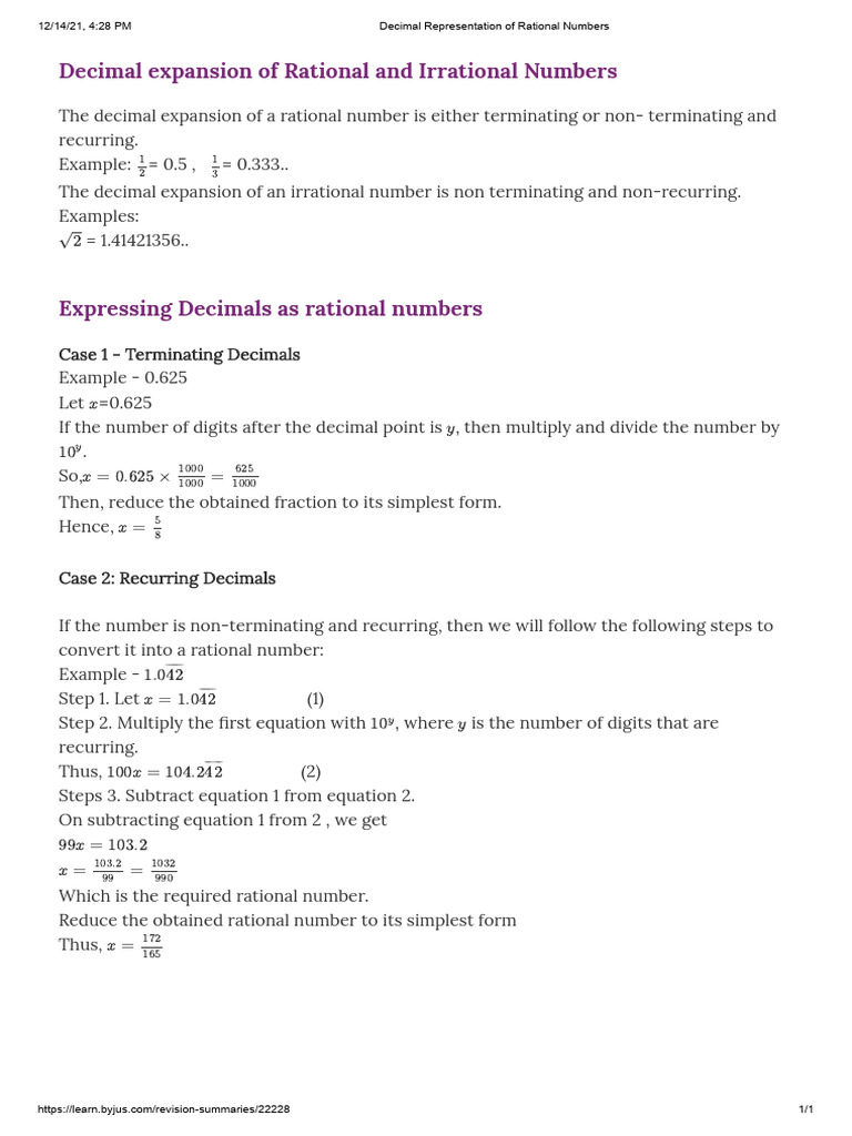 5 - Decimal Representation of Rational Numbers | PDF | Numbers ...