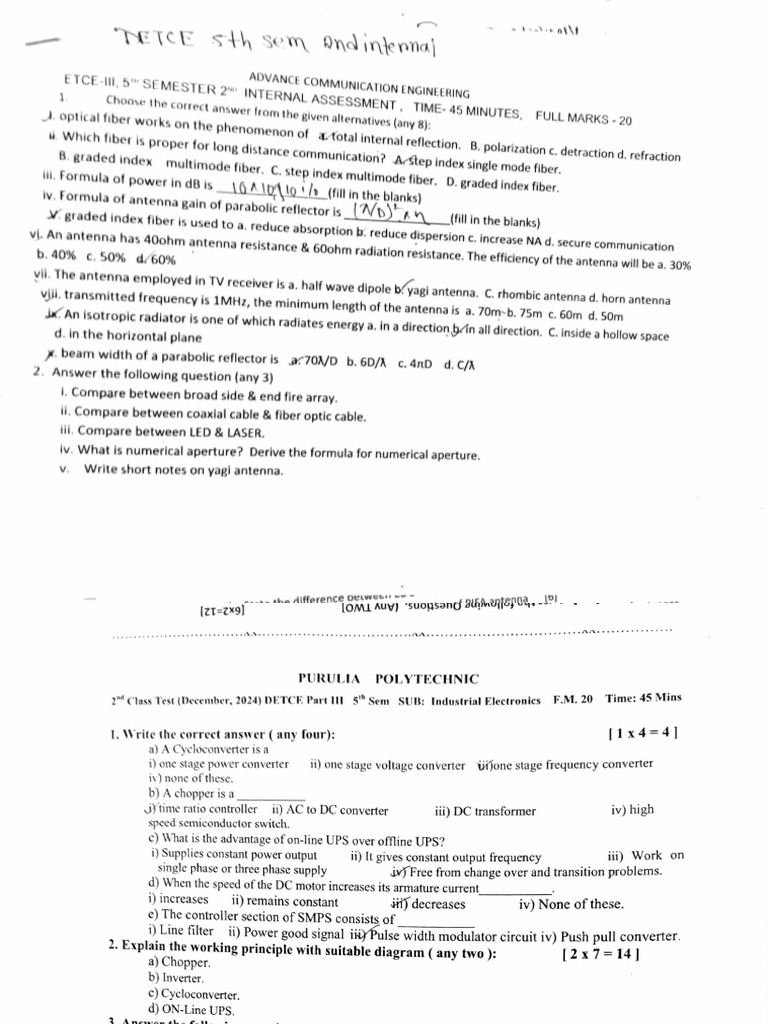 5th Sem 2024 2nd Internal Exam Paper | PDF