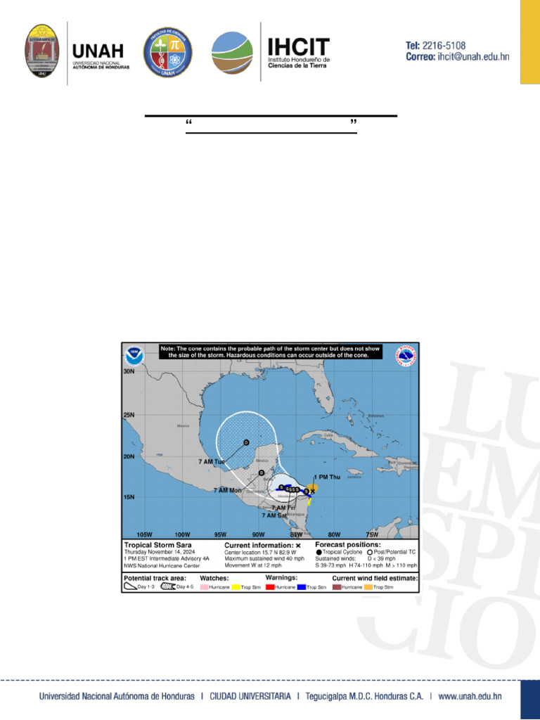 Boletin informativo Tormenta Tropical Sara | PDF | Ciclones tropicales | Tormentas