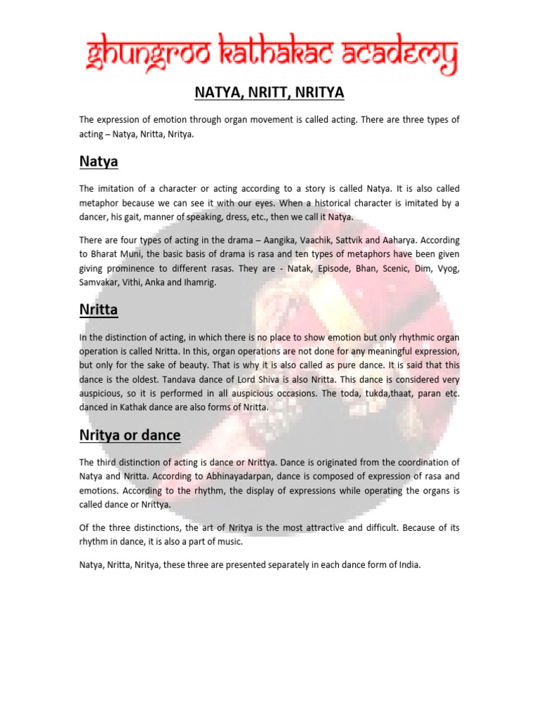 Natyanritta and Nritya | PDF