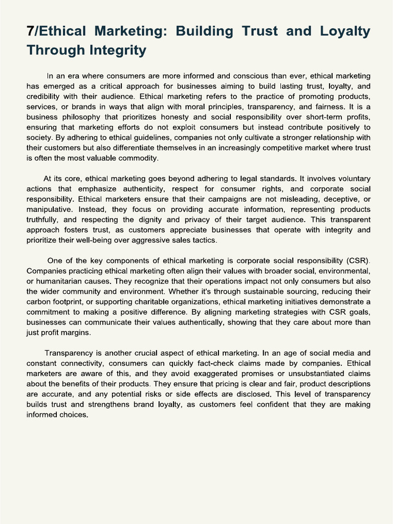 Ethical Marketing | PDF