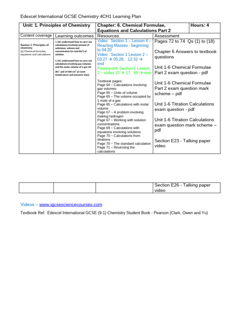 Edexcel International GCSE Chemistry Chapter 6 Chemical Formulae ...