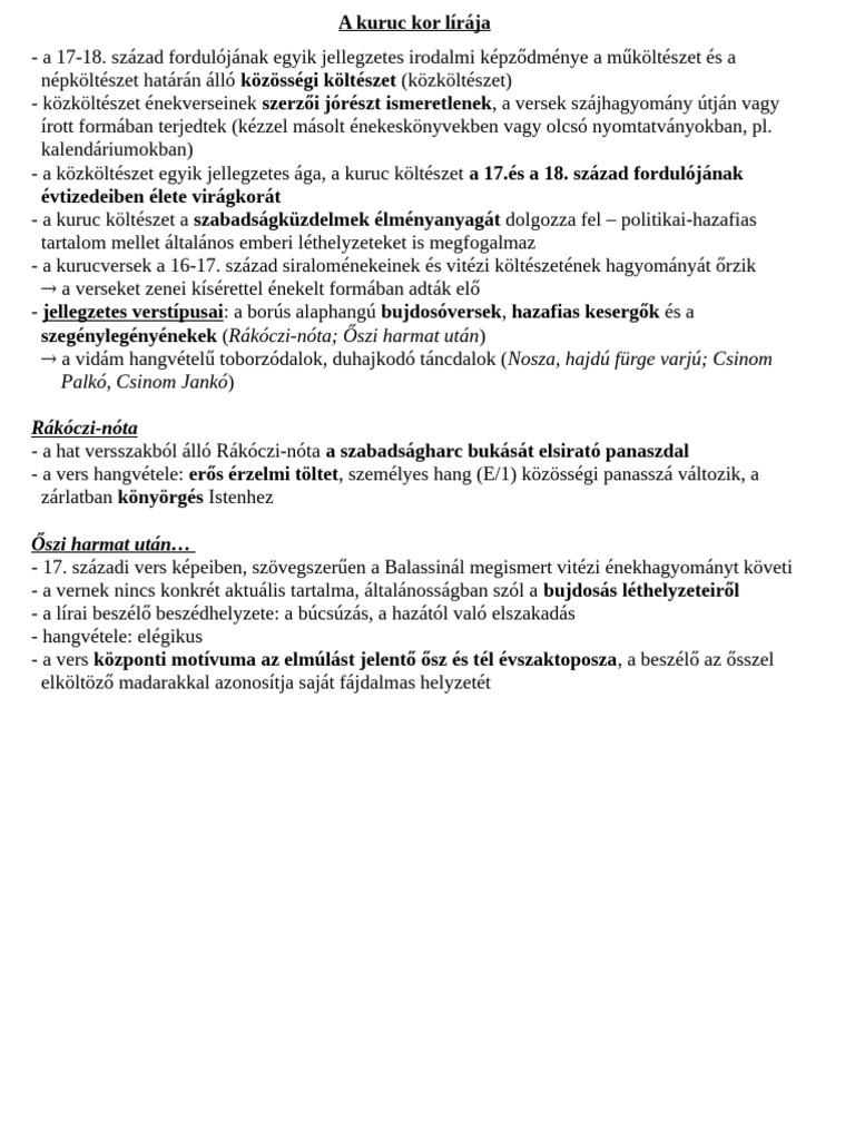A Kuruc Kor Lírája 12 | PDF