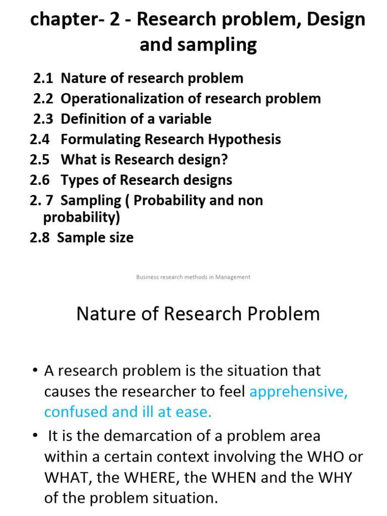 Chapter 2.0 Research Problem, Desing and Sampling | PDF | Level Of ...