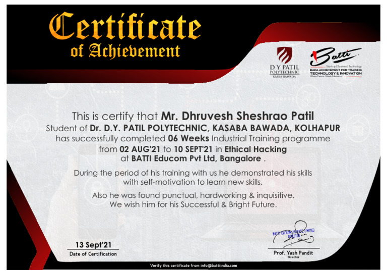 Ethical Hacking Certificate | PDF