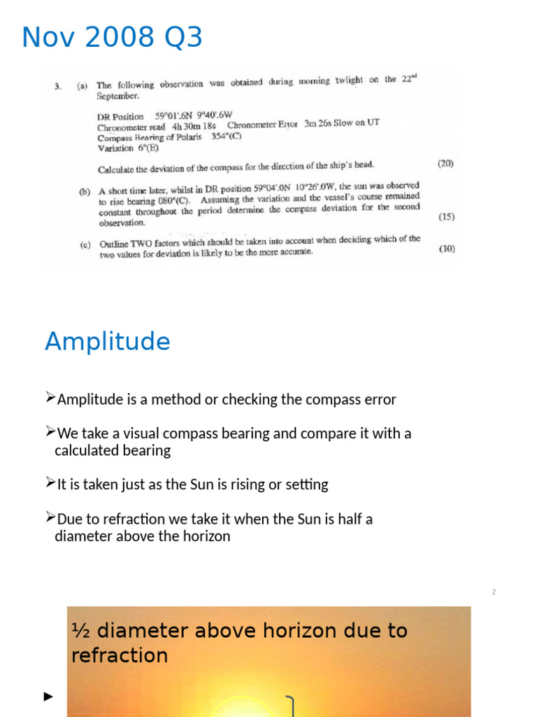 Calculating Compass Error by Amplitude | PDF | Sunset | Horizon