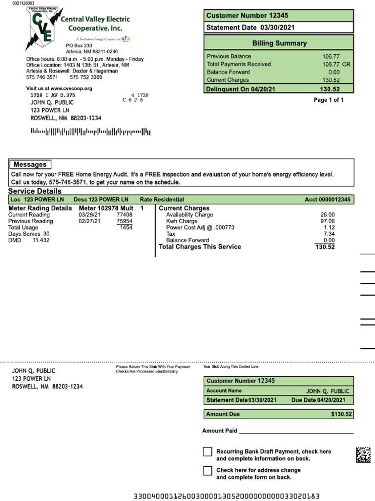 New Mexico Electricity Bill | PDF